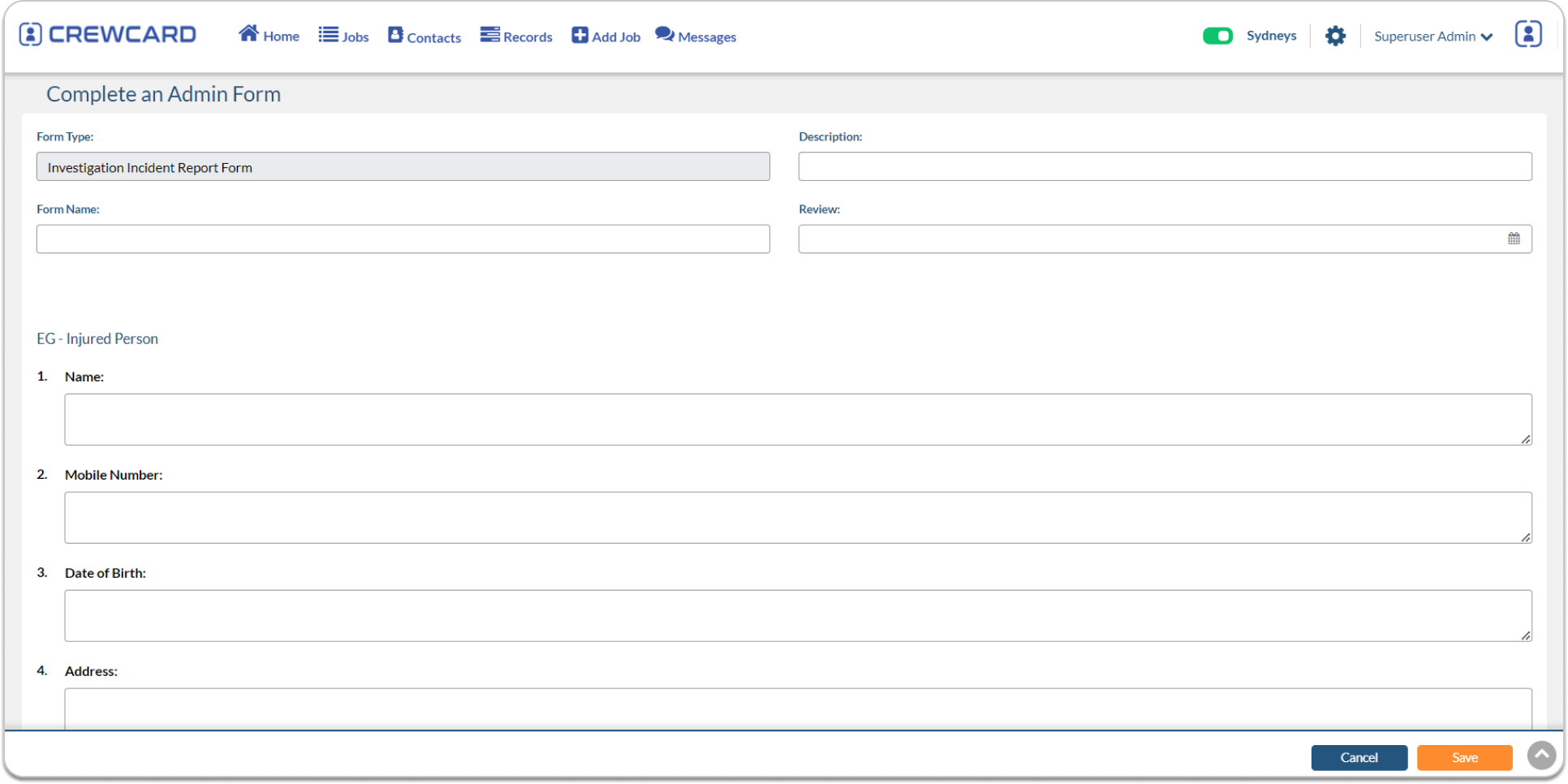 Admin Forms