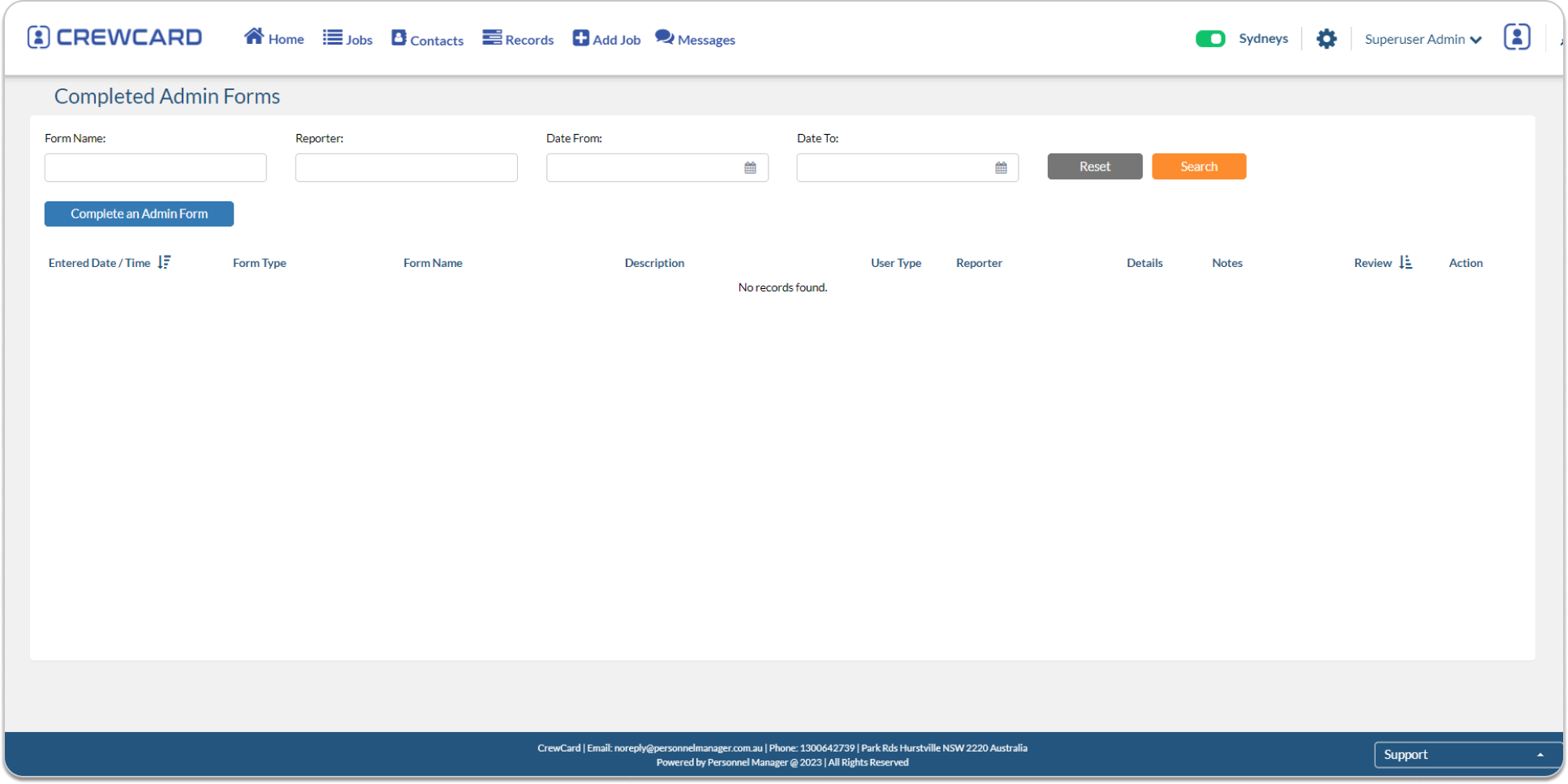 Admin Forms